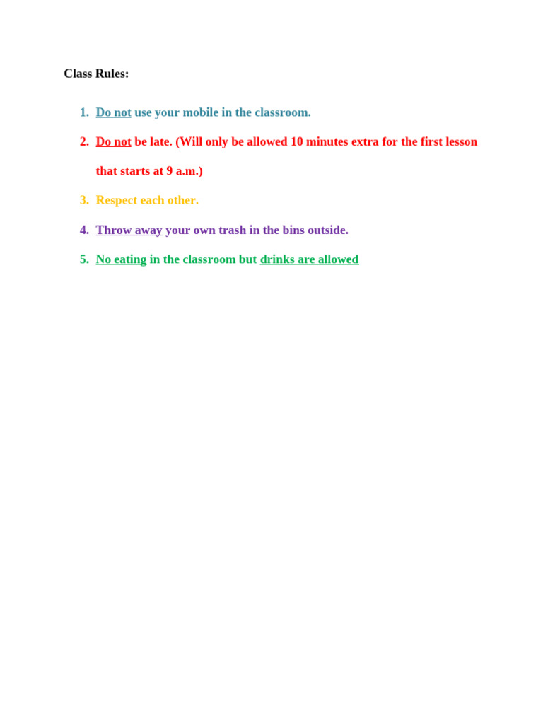 Class Rules | PDF