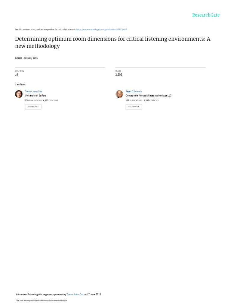 Determining Optimum Room Dimensions For Critical L | PDF | Mathematical ...