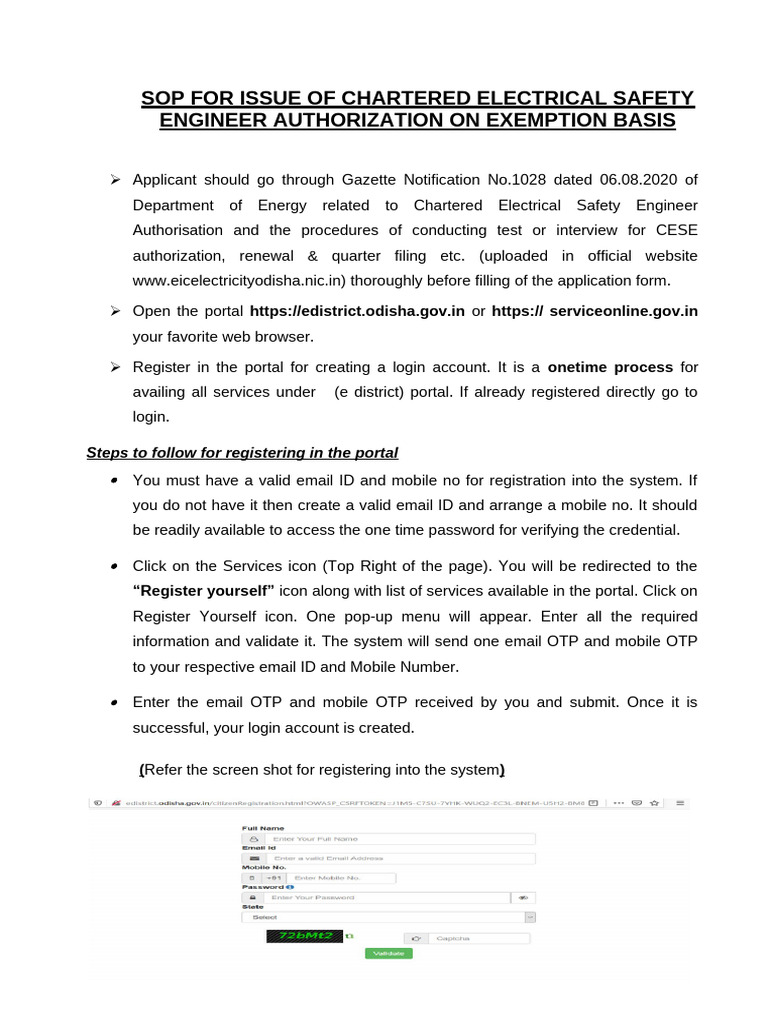 Sop For Issue of Chartered Electrical Safety Engineer Authorization On ...