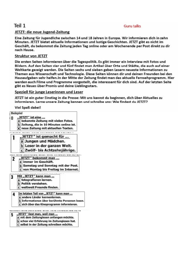 A2 Lesen 1paper | PDF