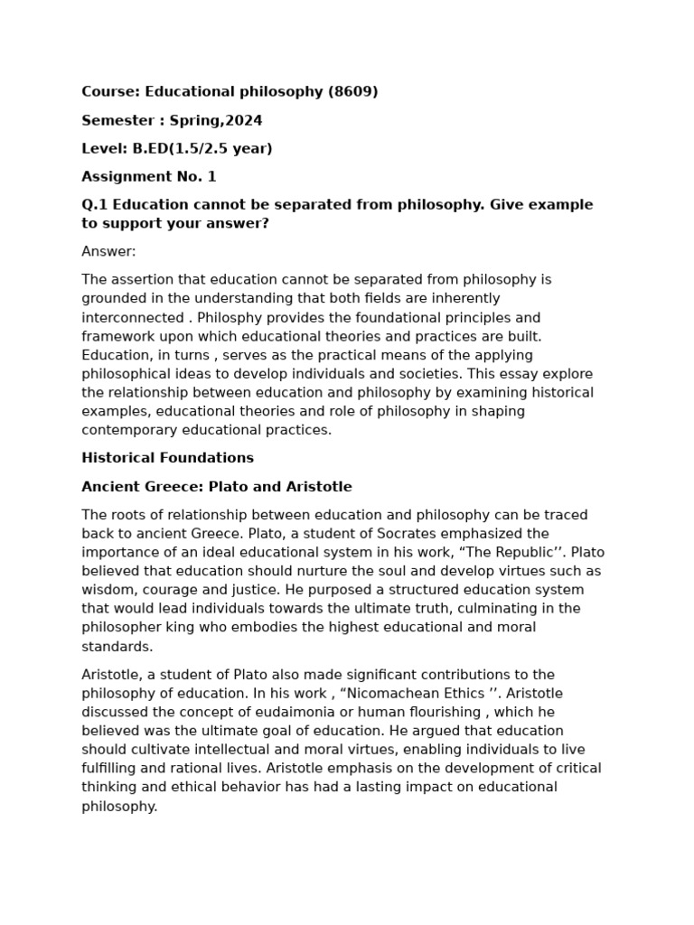 Assignment 1 Be.d. Spring 2024 | PDF | Rationalism | Empirical Evidence