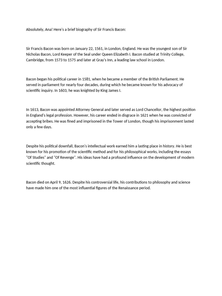 Sir Francis Bacon (Of Studies & of Revenge) | PDF | Francis Bacon