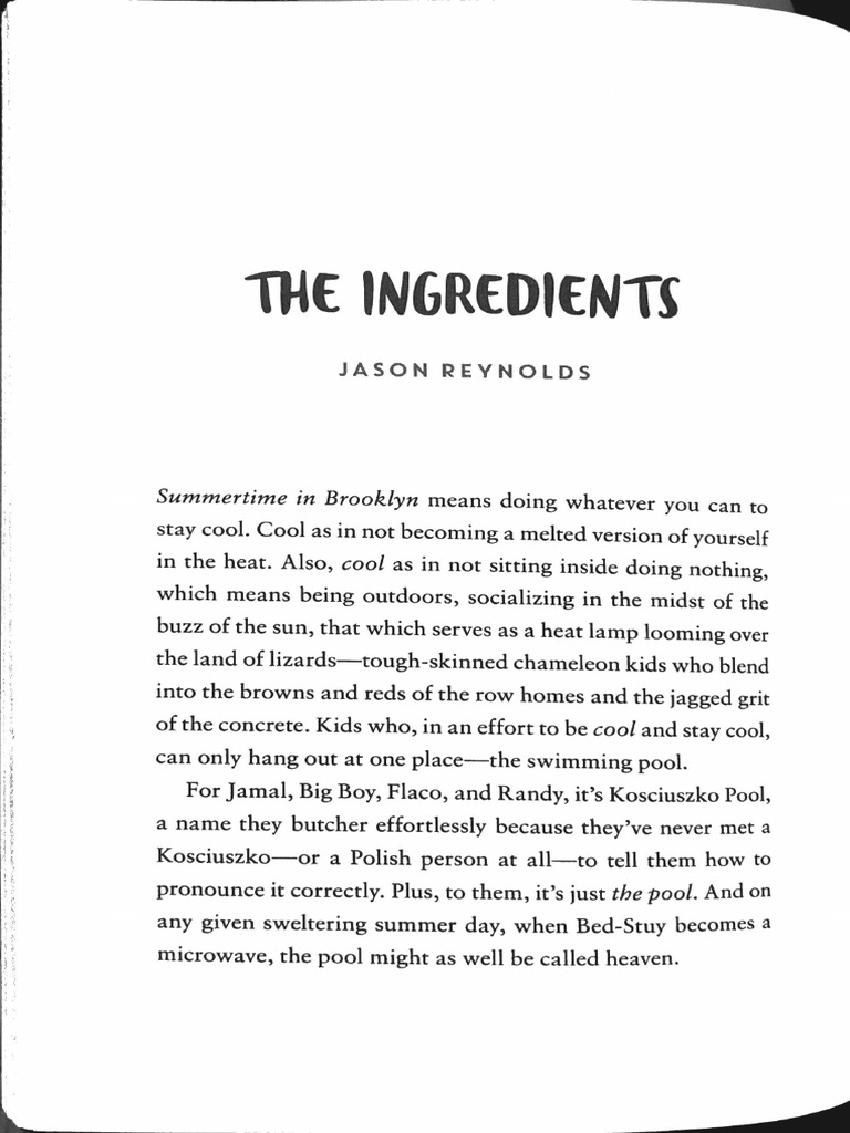 The Ingredients - Jason Reynolds | PDF