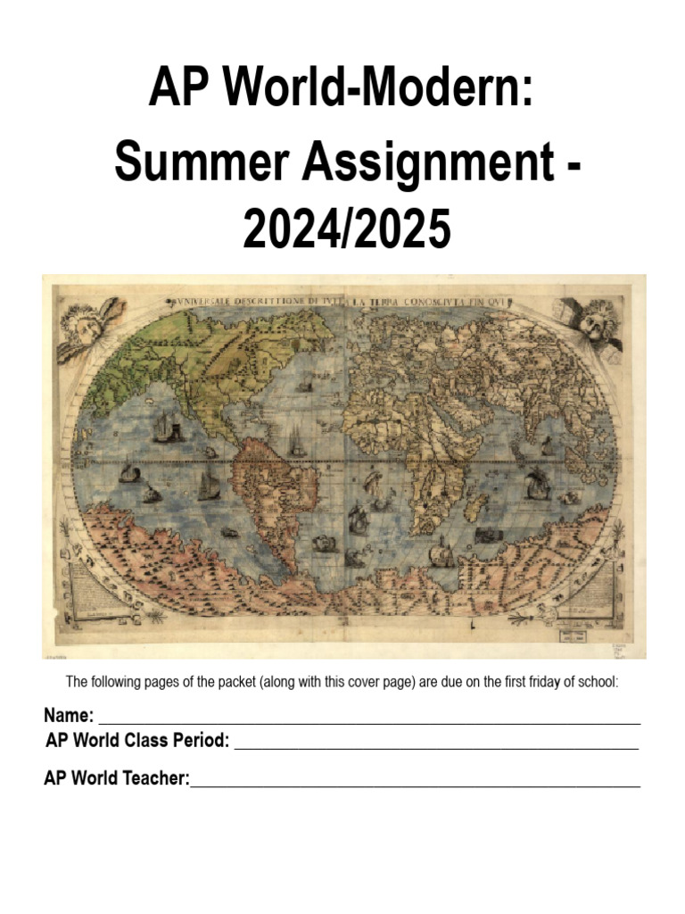 AP World Summer Assignment | PDF | Civilization | Neolithic