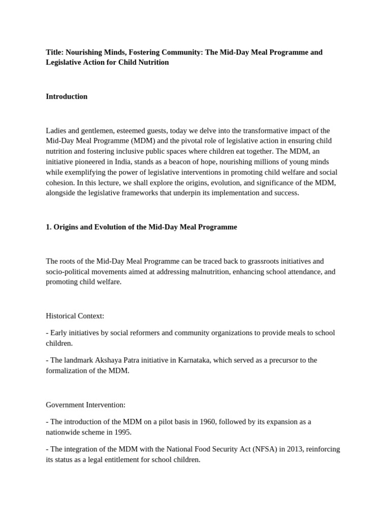 Mid Day Meal | PDF