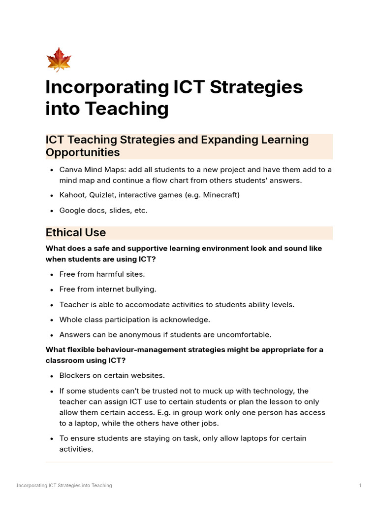 ACU Masters of Secondary Teaching - Incorporating ICT Strategies Into ...
