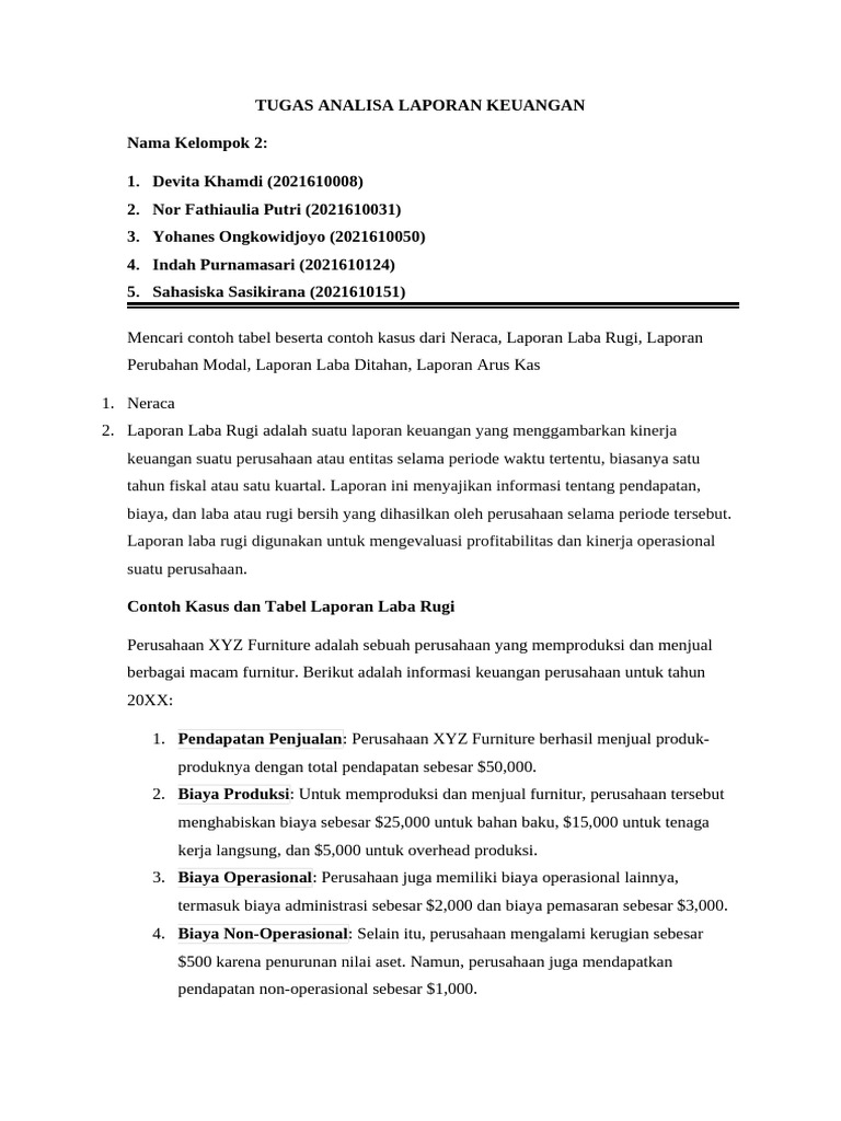 Tugas Analisa Laporan Keuangan | PDF