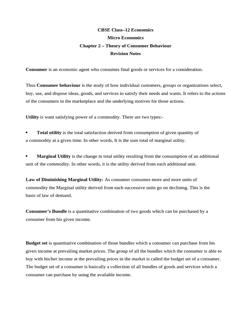 chp-2 Consumer Behaviour | PDF | Utility | Goods
