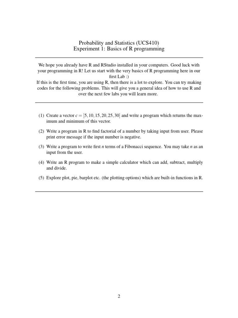 R Programming Basics for Beginners | PDF