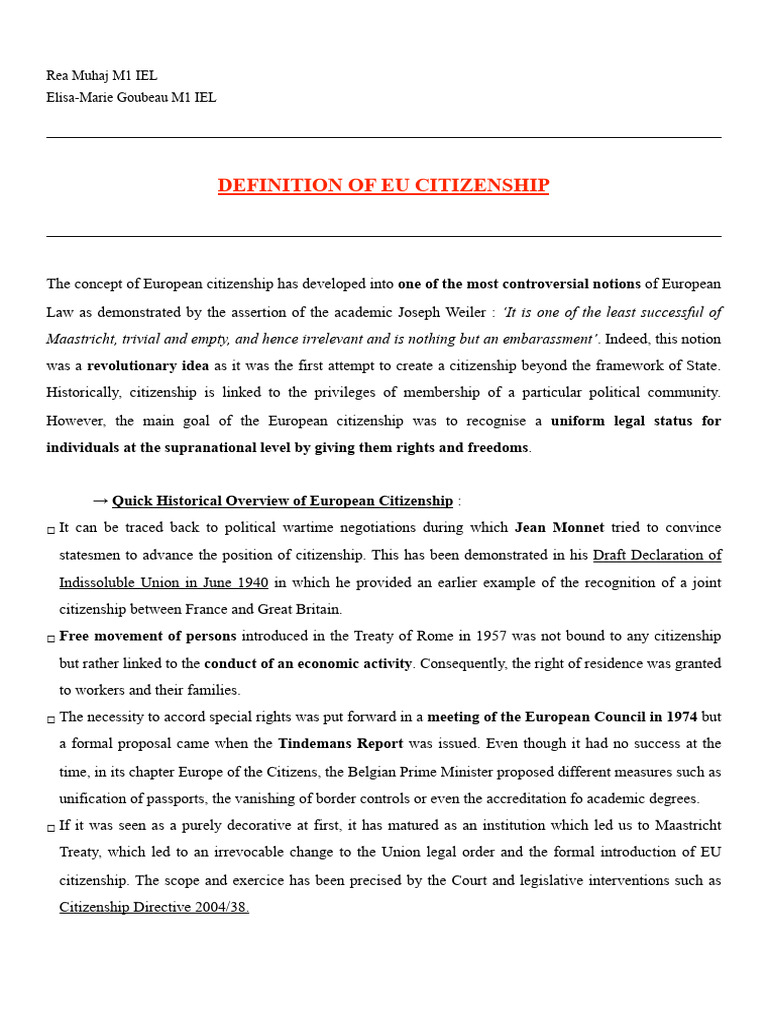 Understanding EU Citizenship Rights | PDF | European Union | Citizenship