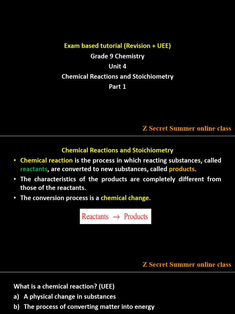 Grade 9 Chemistry: Chemical Reactions | PDF | Chemical Substances ...