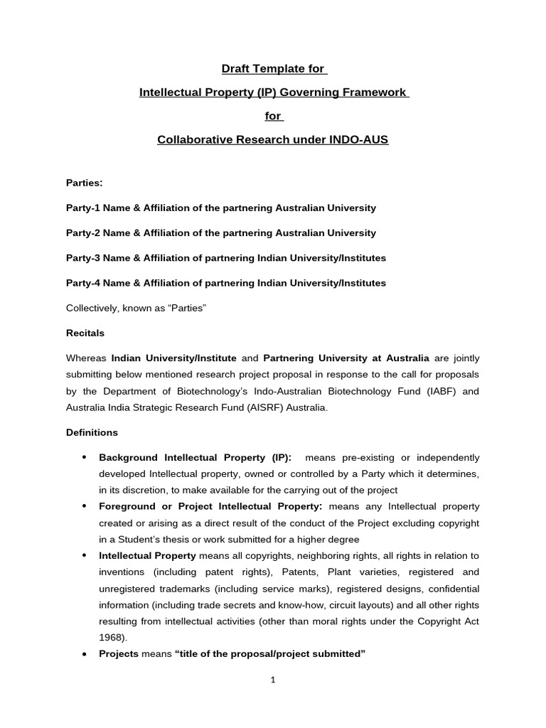 FINAL Template Intellectual Property Governing Framework IABF - 0 | PDF | Intellectual Property ...