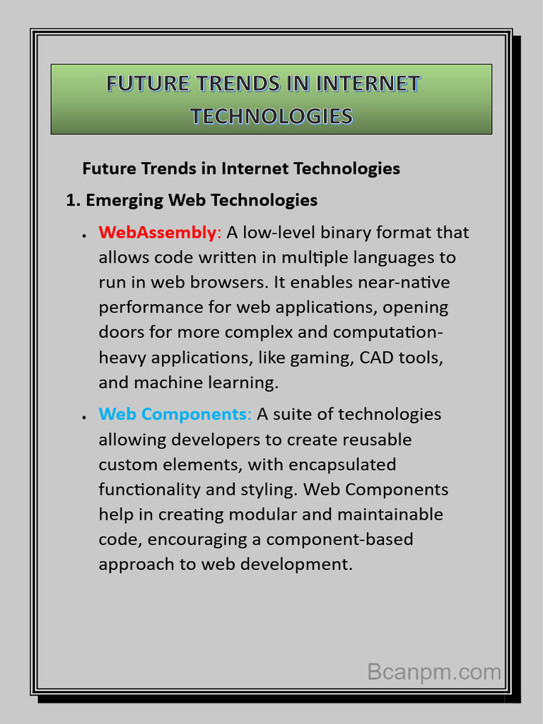 Future Trends in Internet Technologies | PDF | Internet Of Things | Artificial Intelligence