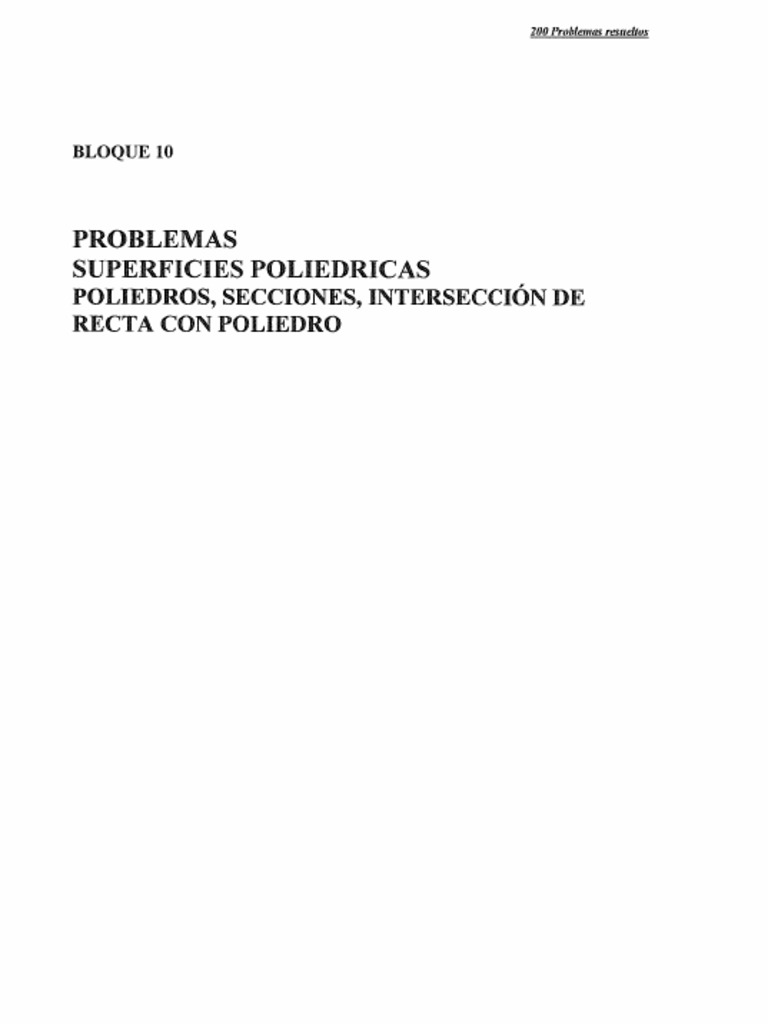 200 Problemas Enunciados Tema 10 Poliedros, Secciones, Intersección de Recta Con Poliedro | PDF