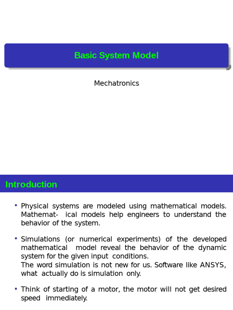 Unit-Iii Basic System Models | PDF | Torque | Electric Motor