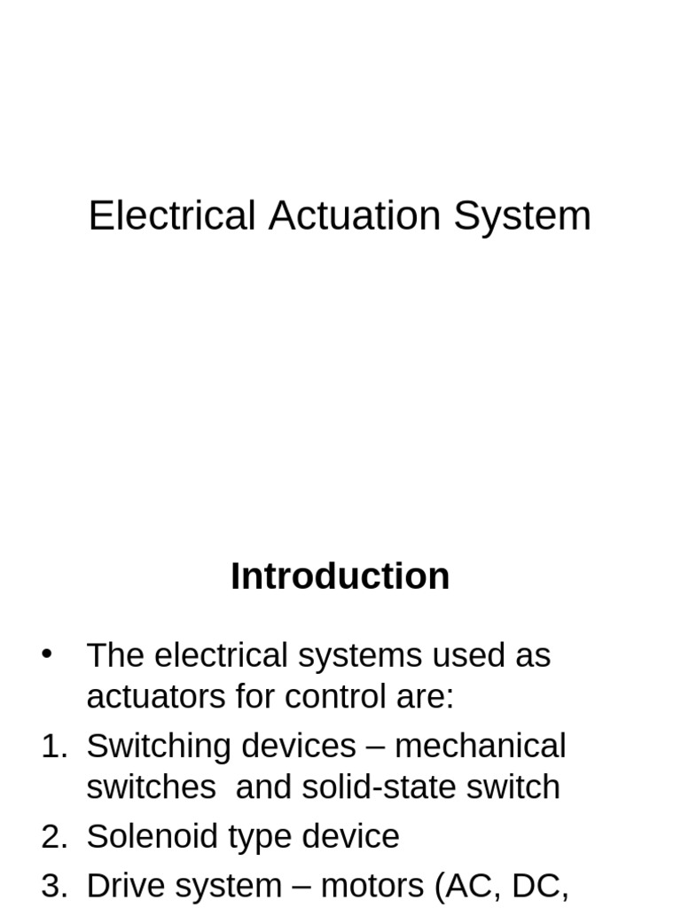 Electrical Actuation Systems Guide | PDF | Electric Motor | Bipolar Junction Transistor