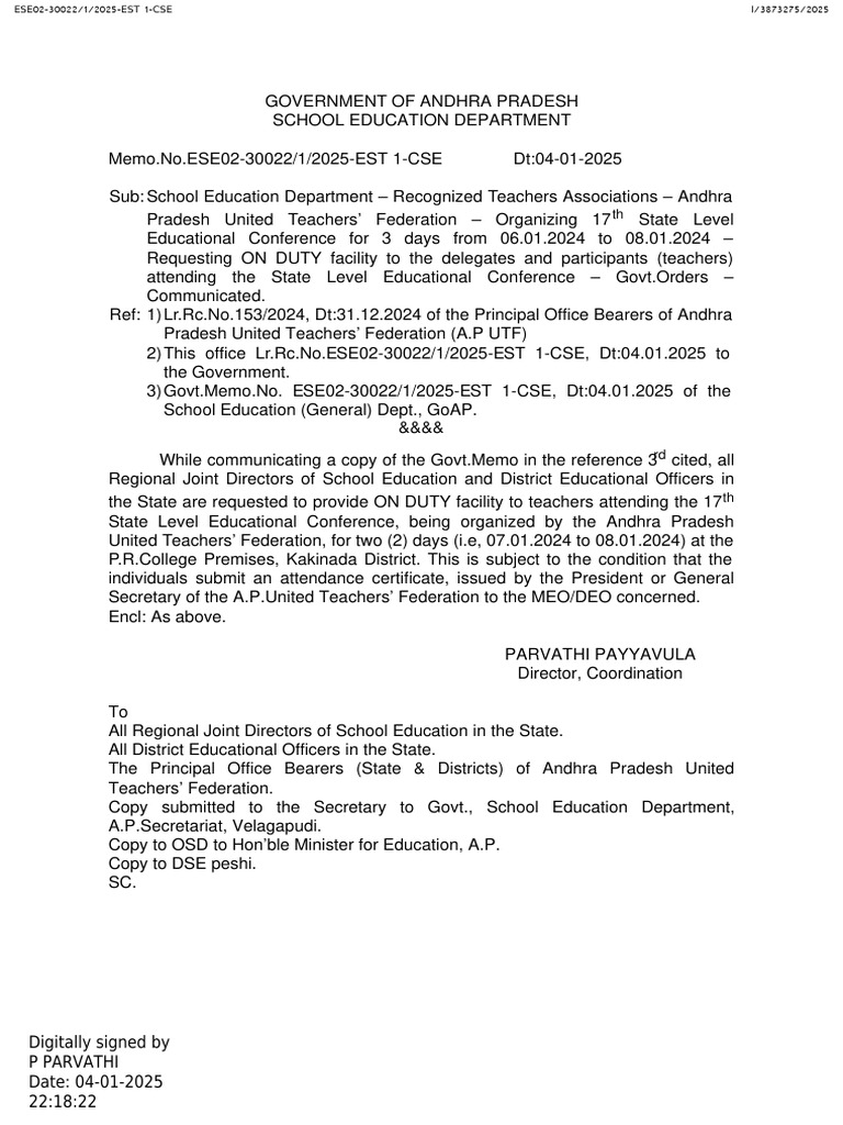 APUTF_OD facility on 6th & 7th January | PDF