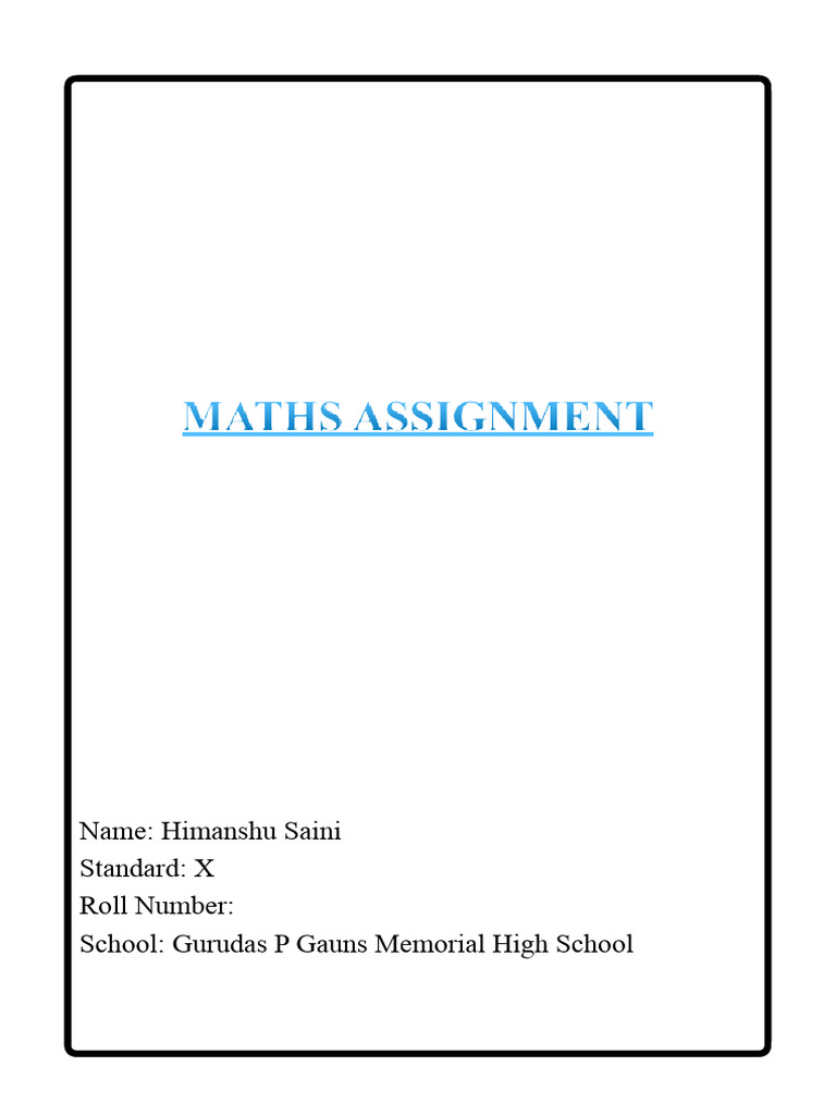 Maths Assignment X - Edited | PDF | Area | Length