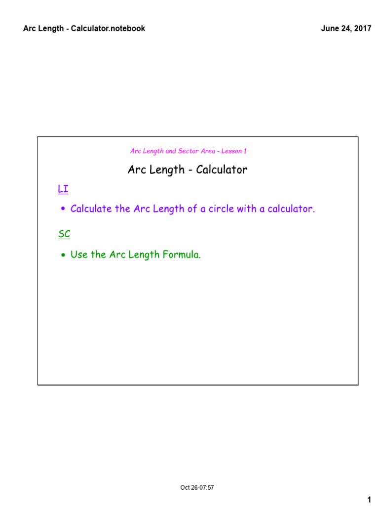 Arc Length Calculator Guide | PDF
