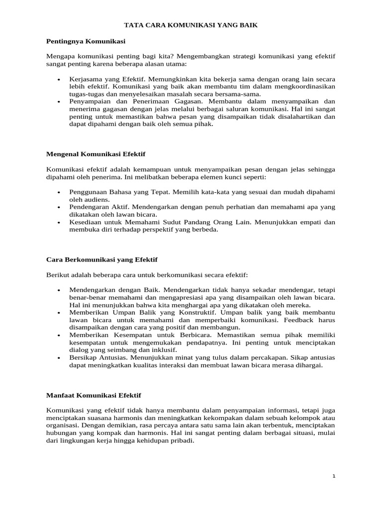 TATA CARA KOMUNIKASI YANG BAIK | PDF