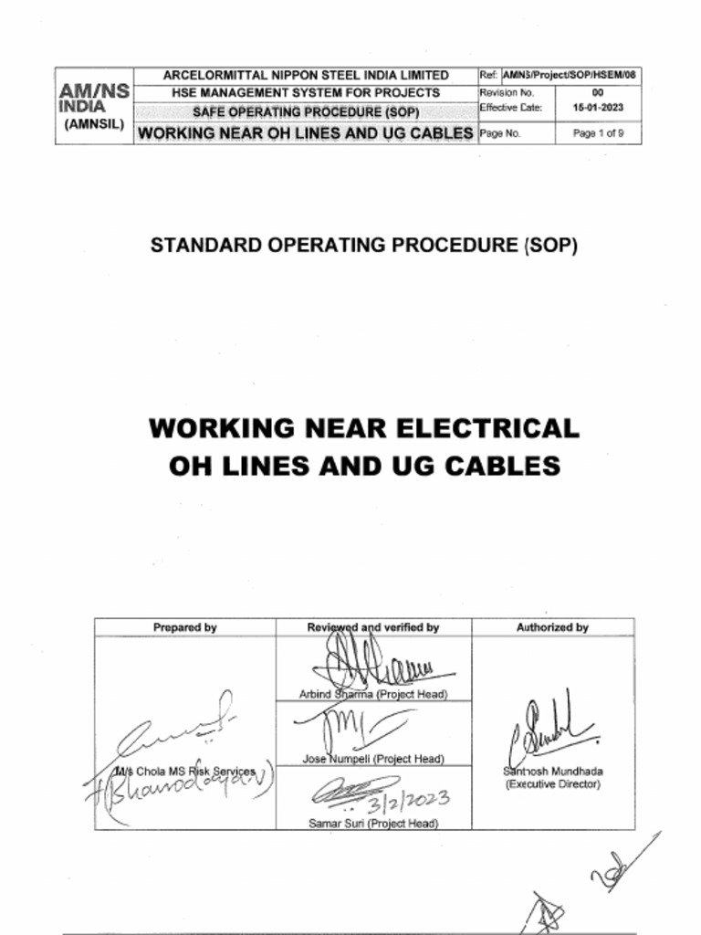 AMNS-Project-SOP-HSEM-08 -Working near OH lines | PDF