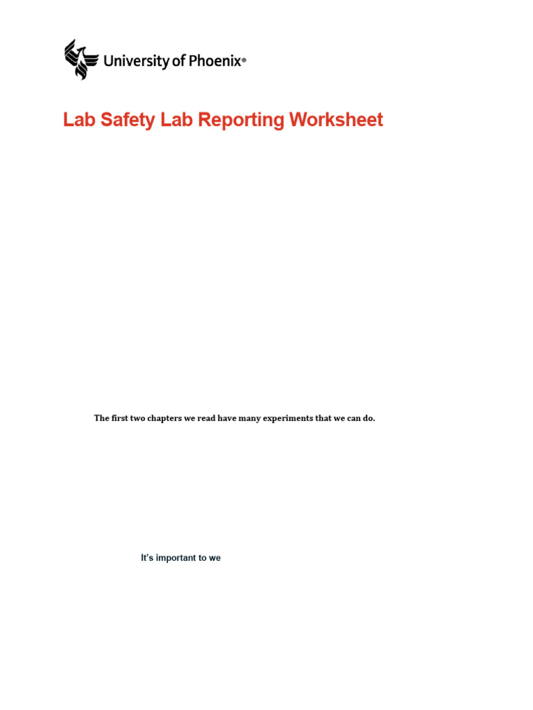 bio350_v5_wk1_lab_safety_lab_report_observational | PDF | Laboratories ...
