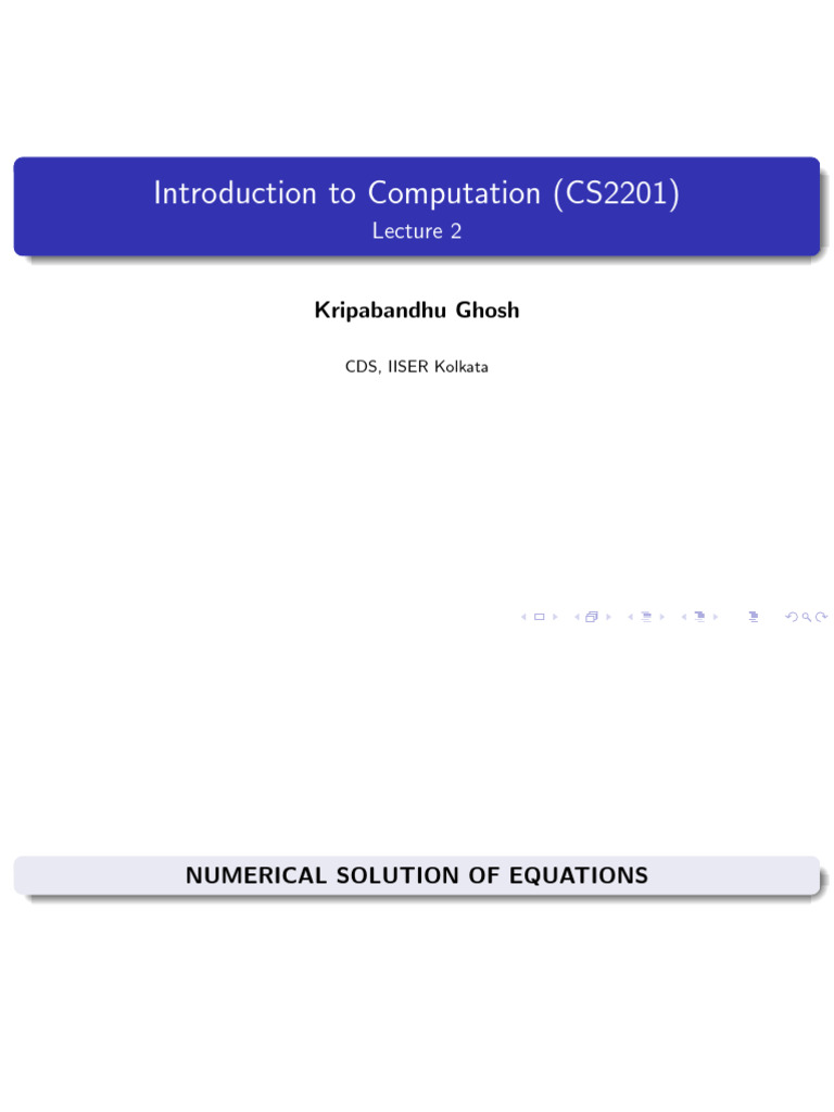 IntroductionToComputation-Lecture2 New | PDF | Numerical Analysis | Equations