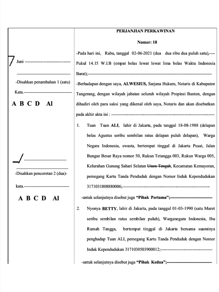 PDF Contoh Minuta Akta Dengan Renvooi - Compress | PDF