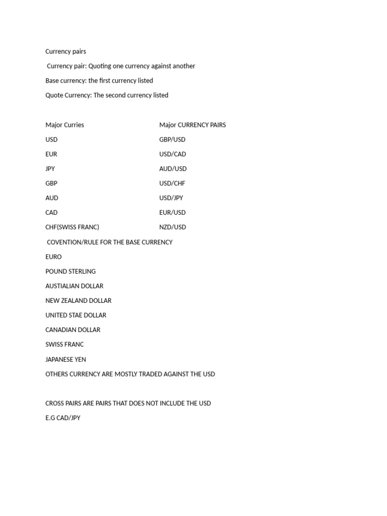 Currency Pairs | PDF