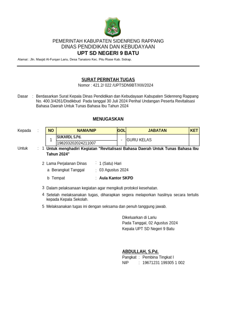 Form SPPD Sukardi 2024 | PDF