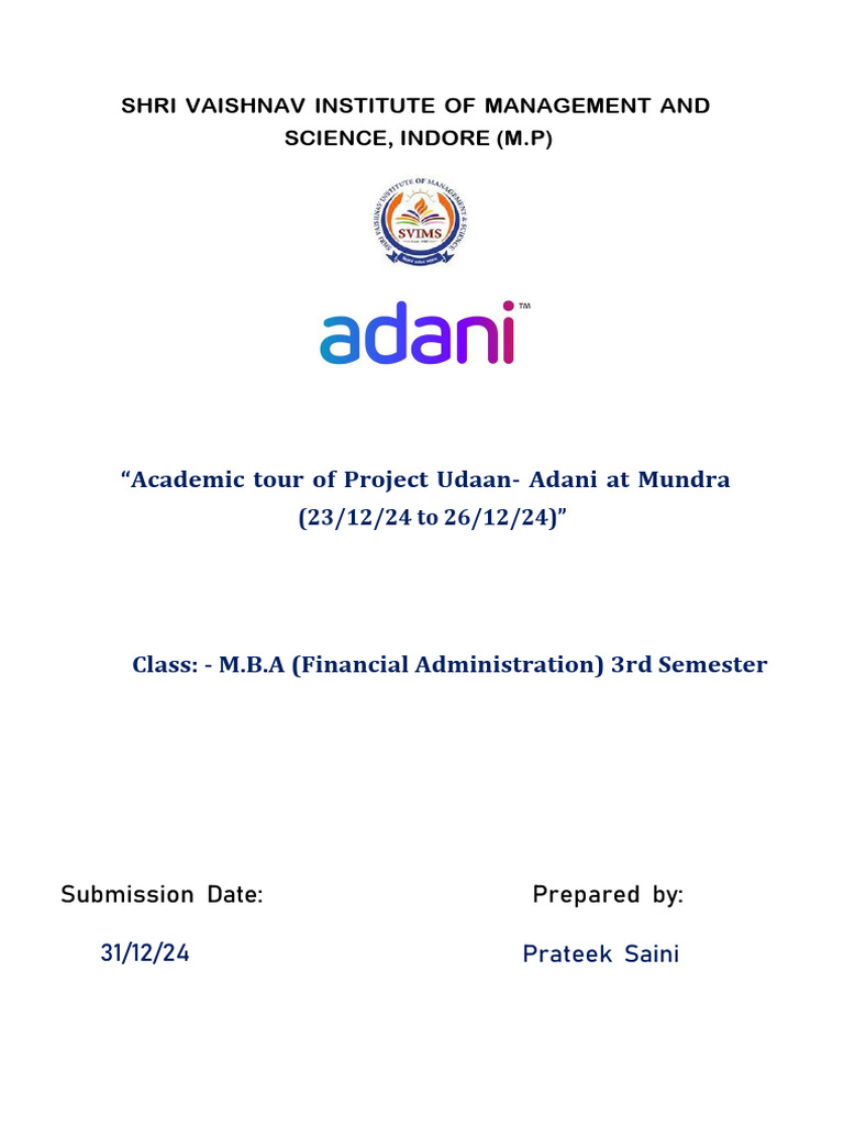 Adani Project Udaan: Academic Tour Insights | PDF | Photovoltaics ...