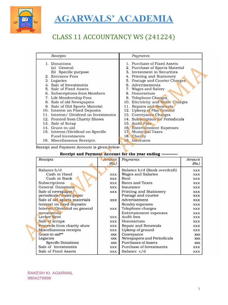 Class 11 Accountancy Worksheet | PDF