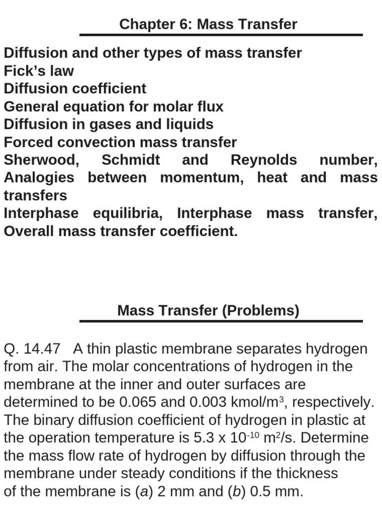 Mass Transfer | PDF | Diffusion | Boundary Layer