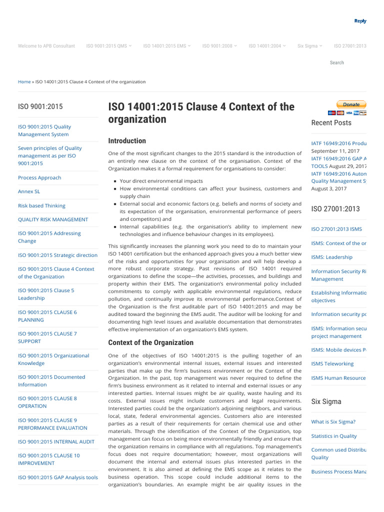 ISO 14001 2015 Clause 4 Context | PDF | Quality Management System | Iso ...