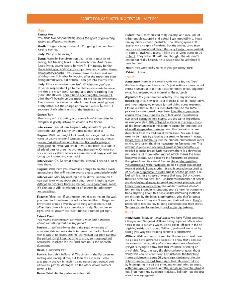 Script For CAE Listening Test 35 | PDF
