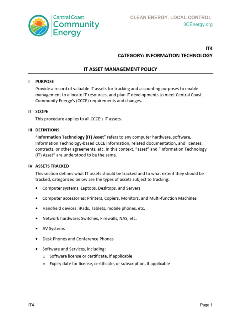 3CE IT4 IT Asset Management | PDF | Computer Data Storage | Computer ...