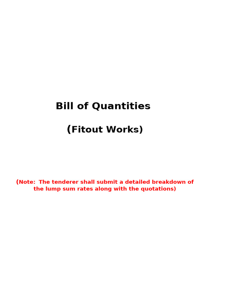 KSKD Fitout Works Bill of Quantities | PDF | Sustainable Building ...