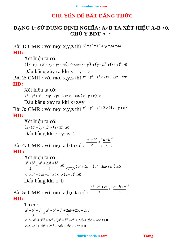 Chuyen de Bat Dang Thuc BDHSG Toan 8 | PDF
