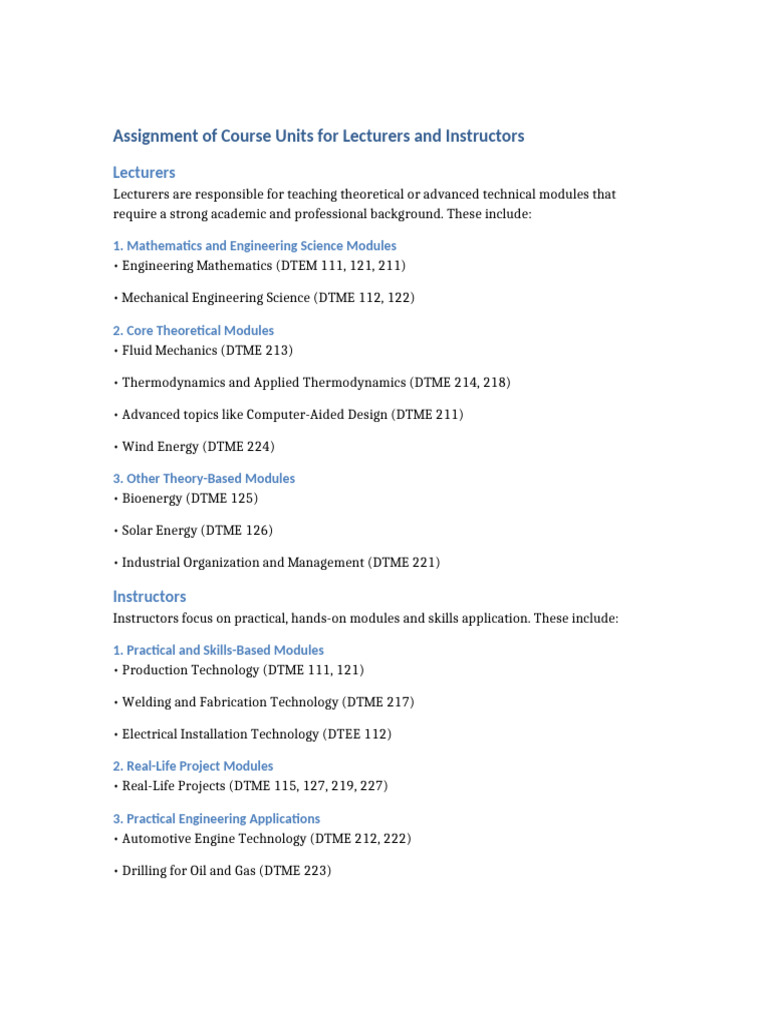 Assignment of Course Units | PDF