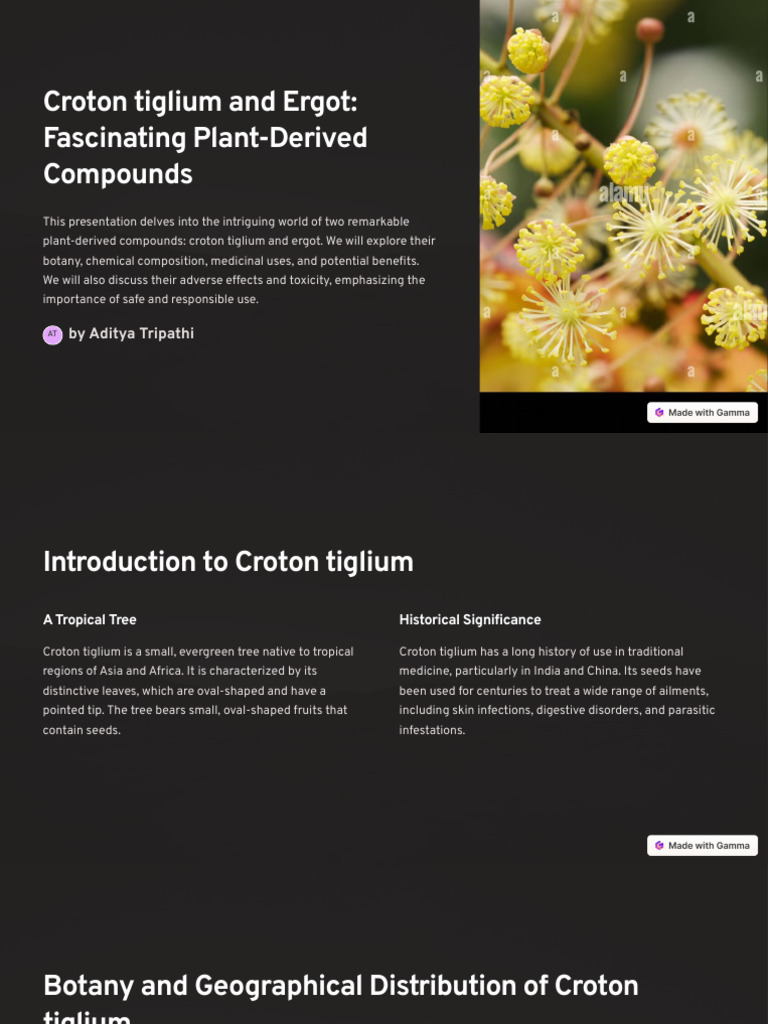 Croton Tiglium and Ergot Fascinating Plant Derived Compounds | PDF | Clinical Medicine