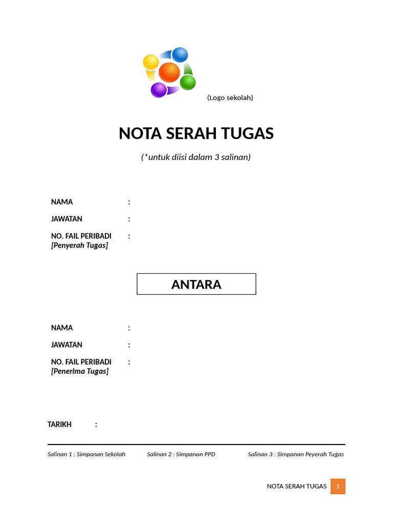 Contoh Nota Serah Tugas | PDF