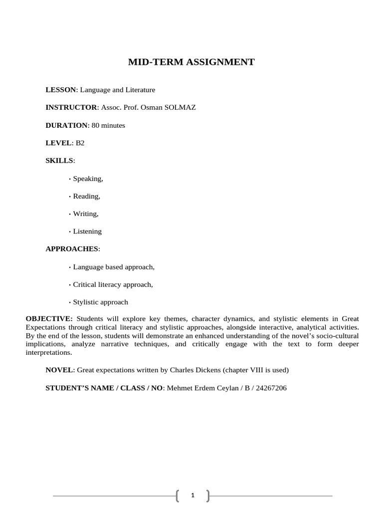 Great Expectations Lesson Plan Written by Me | PDF | Poverty | Poverty ...