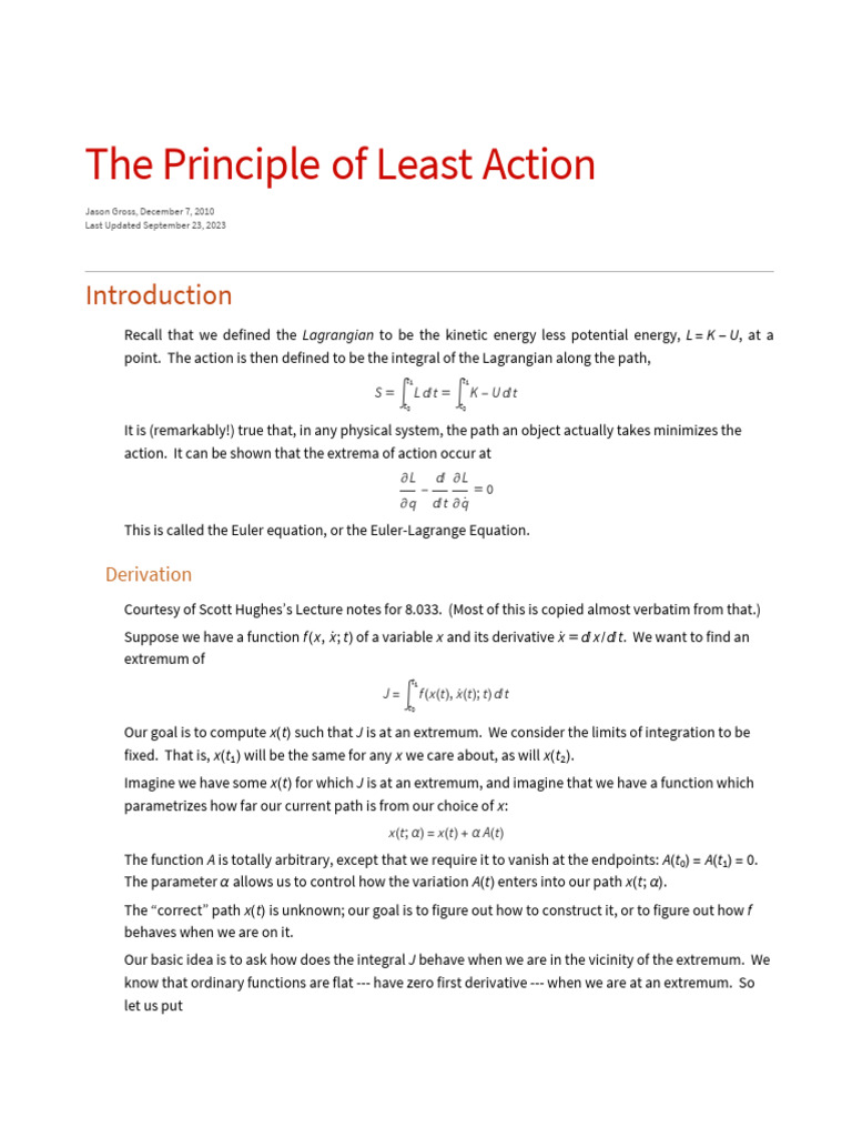 Principle_of_Least_Action | PDF | Lagrangian Mechanics | Coordinate System