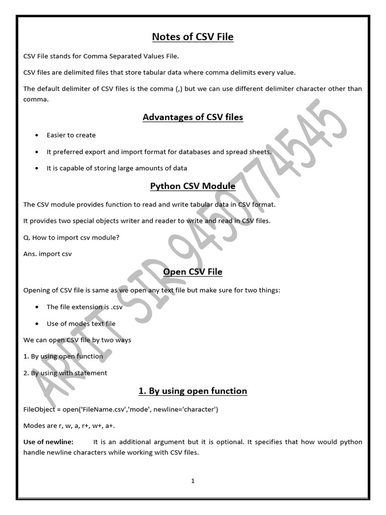 4.3 Notes of CSV file | PDF | Comma Separated Values | Data 4.3 Notes of CSV file | PDF | Comma Separated Values | Data