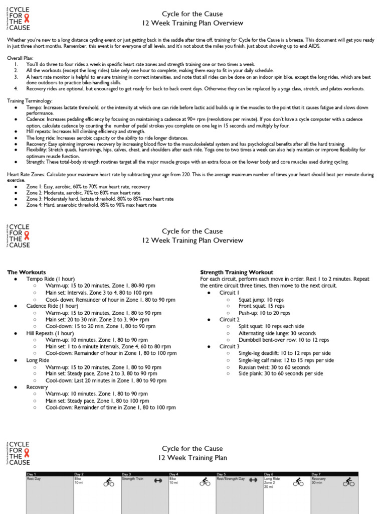 12-Week Cycling Training Plan Overview | PDF | Strength Training ...