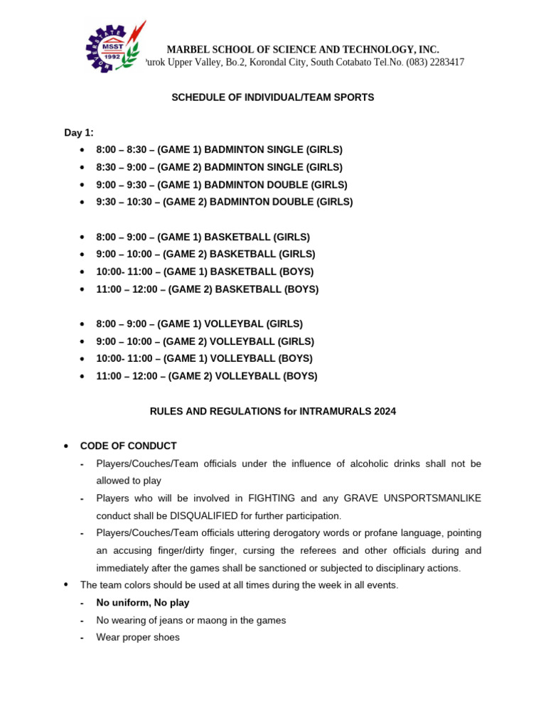 Intramurals Guidelines | PDF | Sports