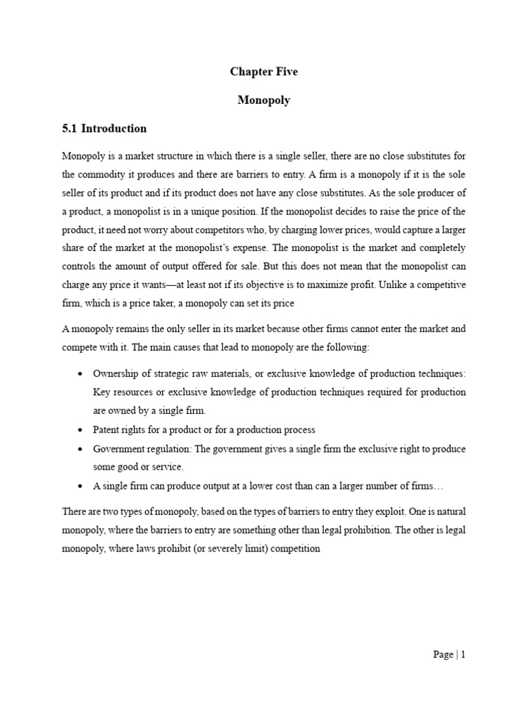 Chapter Five | PDF | Monopoly | Economic Equilibrium