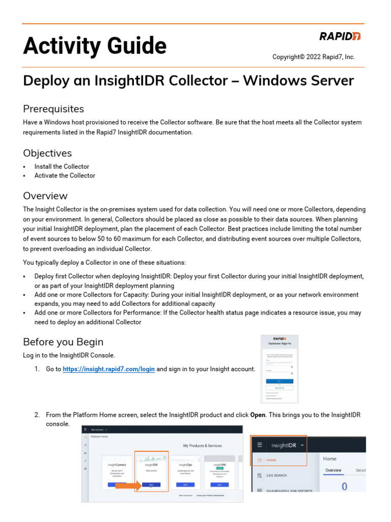 Activity Guide - Deploy An InsightIDR Collector - Windows Server | PDF | Microsoft Windows ...