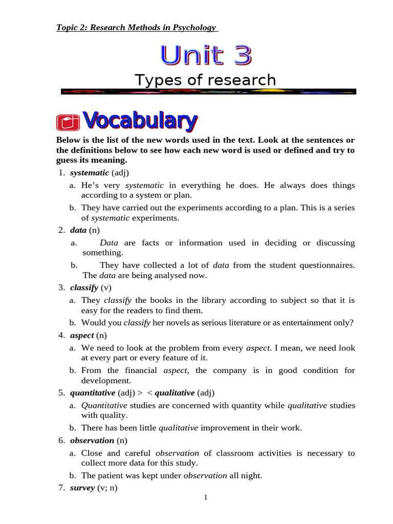 Unit3 - Types of Research - Student | PDF | Scientific Method | Methodology