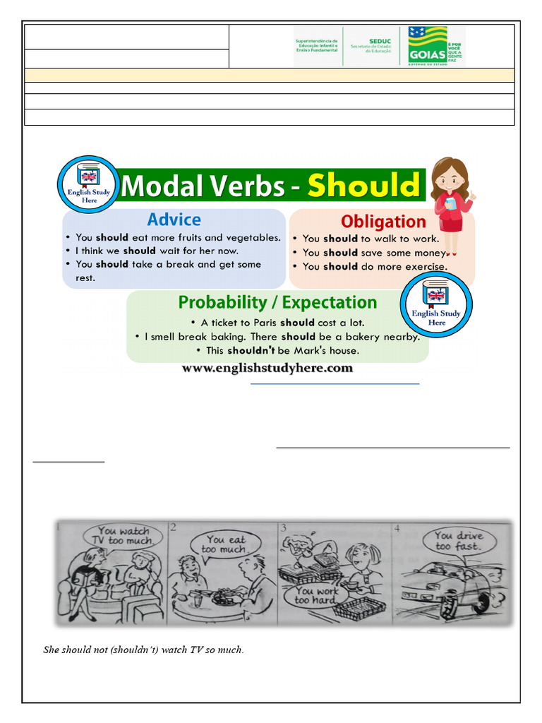 Atividade 17 9o LI Should Modal Verb | PDF | Semantic Units | Linguistics